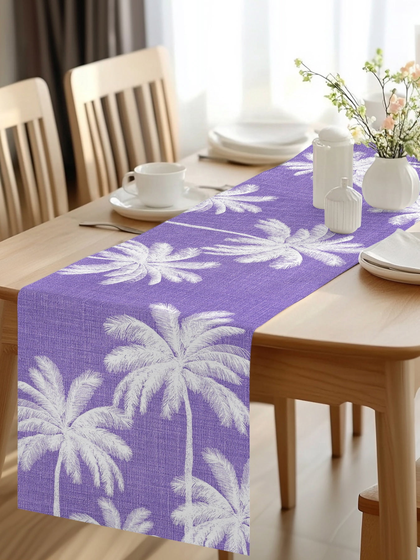 Burlap Table Runner 48 Inches Long, Summer Coastal Coconut Trees Non ...