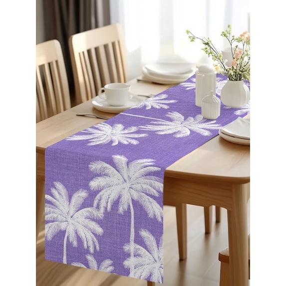 Burlap Table Runner 48 Inches Long, Summer Coastal Coconut Trees Non ...