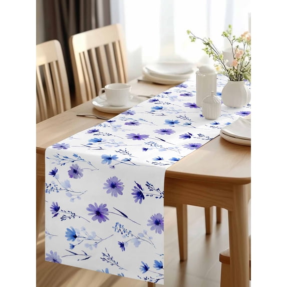 Burlap Table Runner 48 Inches Long, Summer Country Wildflower Herb Non ...