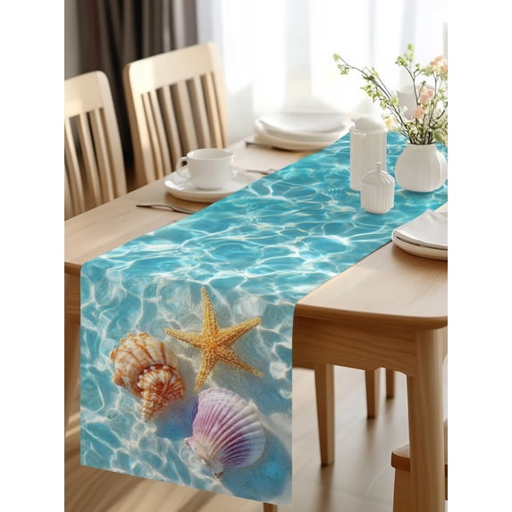 Burlap Table Runner 48 Inches Long, Summer Oceans Beach Sea Stars ...