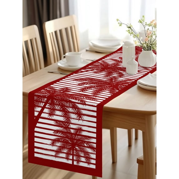 Burlap Table Runner 48 Inches Long, Summer Palm Tree Non-Slip Kitchen ...
