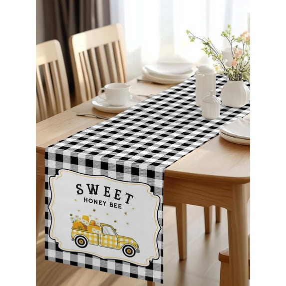 Burlap Table Runner 48 Inches Long, Summer Sweet Honey Bee Gnome Non ...