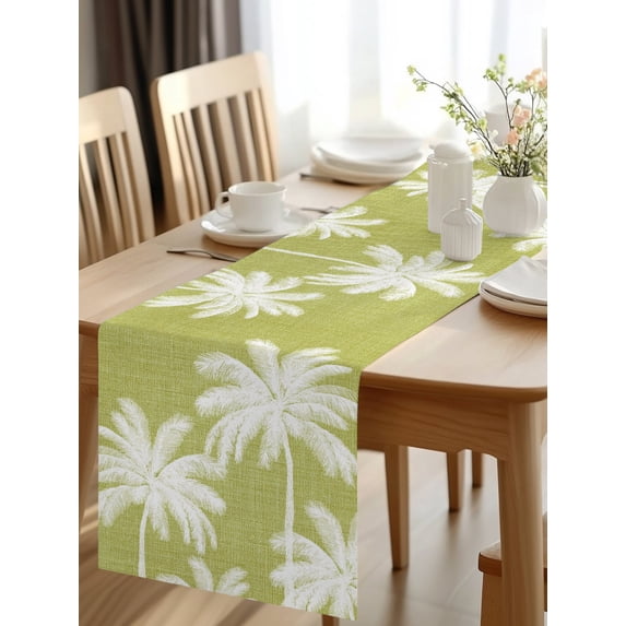 Burlap Table Runner 48 Inches Long, Summer Tropical Palm Trees Non-Slip ...