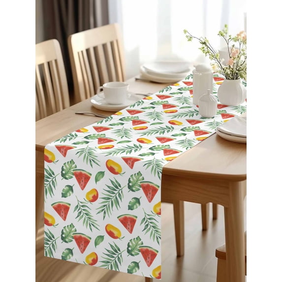 Burlap Table Runner 48 Inches Long, Summer Watermelon Mango Non-Slip ...