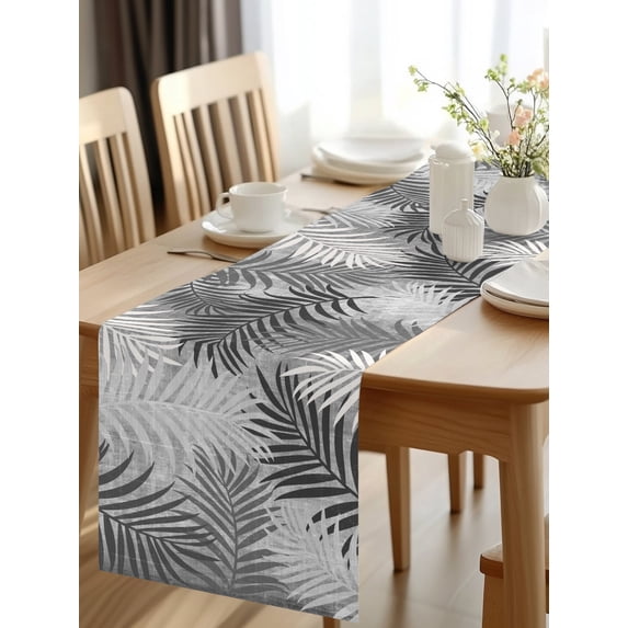 Burlap Table Runner 48 Inches Long, Tropical Palm Leaves Non-Slip ...
