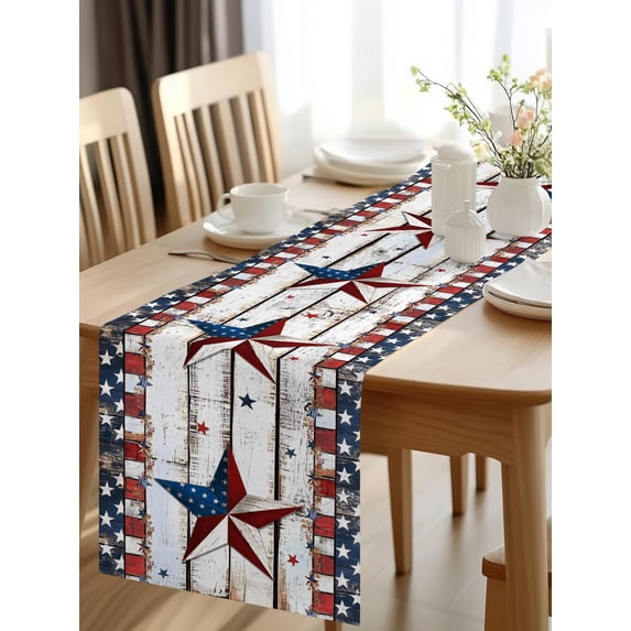 Burlap Table Runner 48 Inches Long, USA Flag Western Star Non-Slip ...