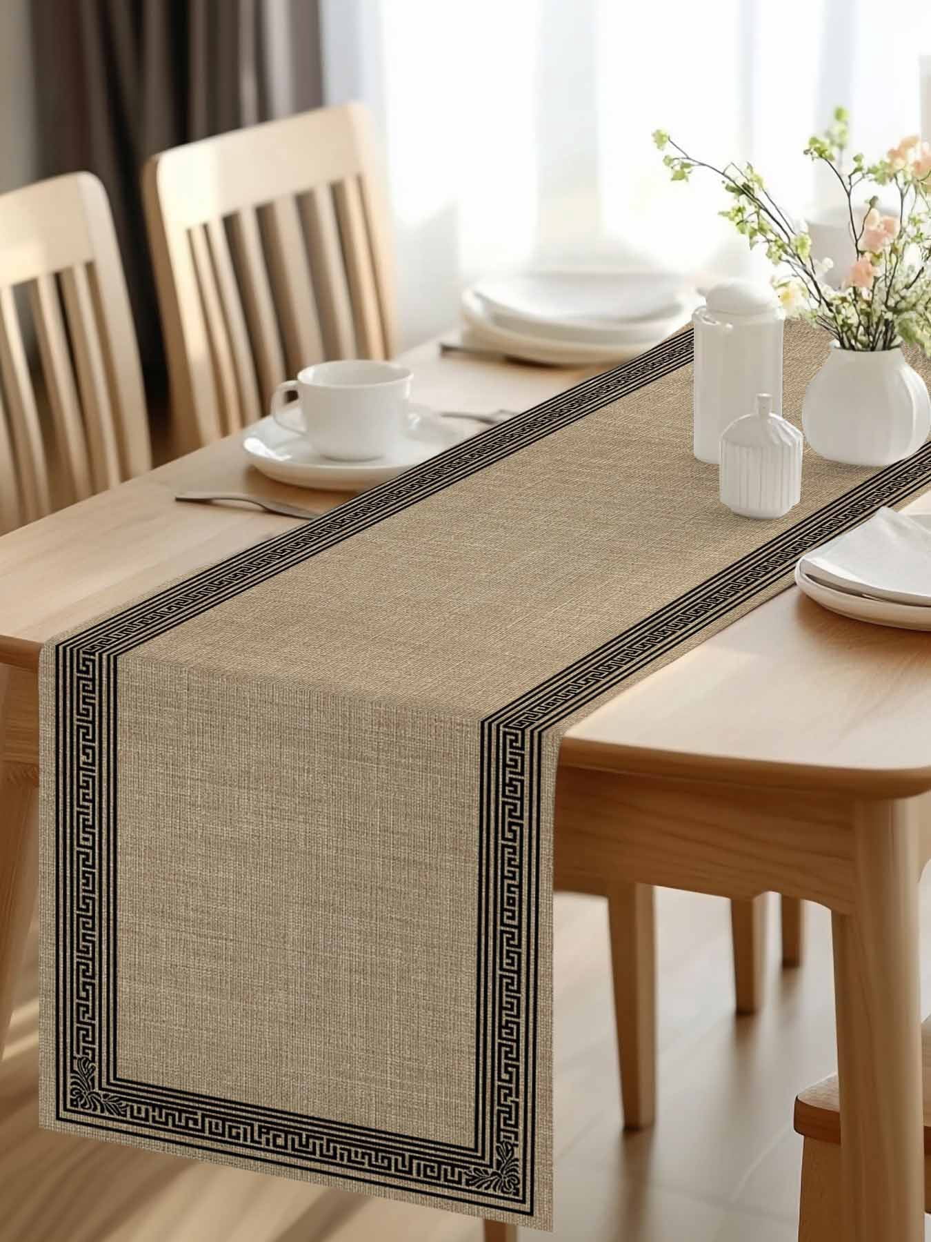 Burlap Table Runner 48 Inches Long, Vintage Greece Pattern Non-Slip ...