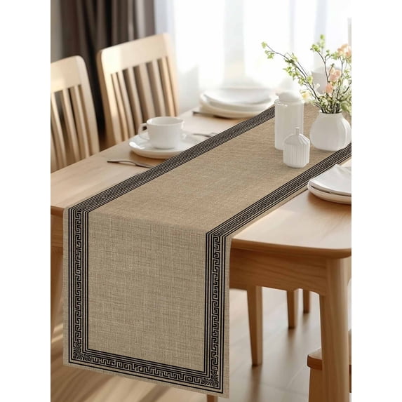 Burlap Table Runner 48 Inches Long, Vintage Greece Pattern Non-Slip ...