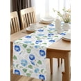 Burlap Table Runner 48 Inches Long, Watercolor Blue Floral Morning ...