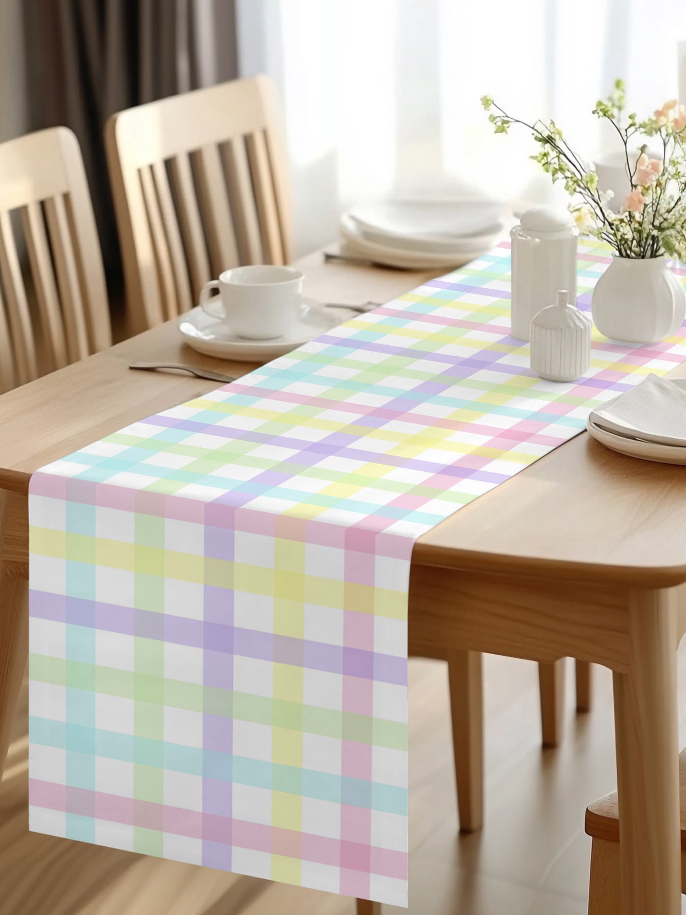 Burlap Table Runner 48 Inches Long, Watercolor Blue Green Purple ...