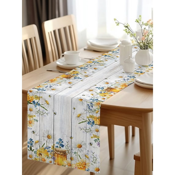 Burlap Table Runner 48 Inches Long, Watercolor Eucalyptus Leaves Non ...