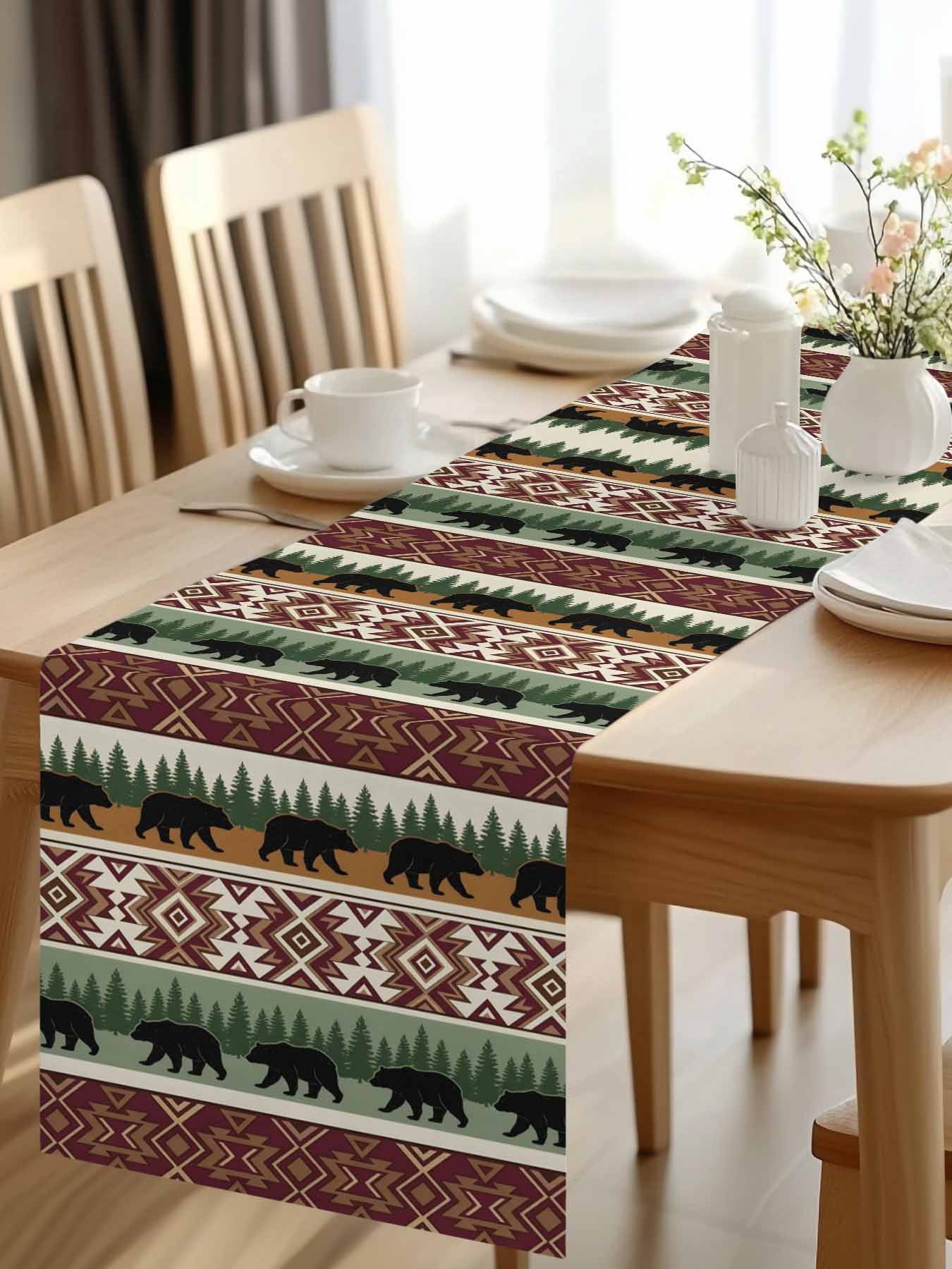 Burlap Table Runner 48 Inches Long, Western Farmhouse Tribal Pattern ...