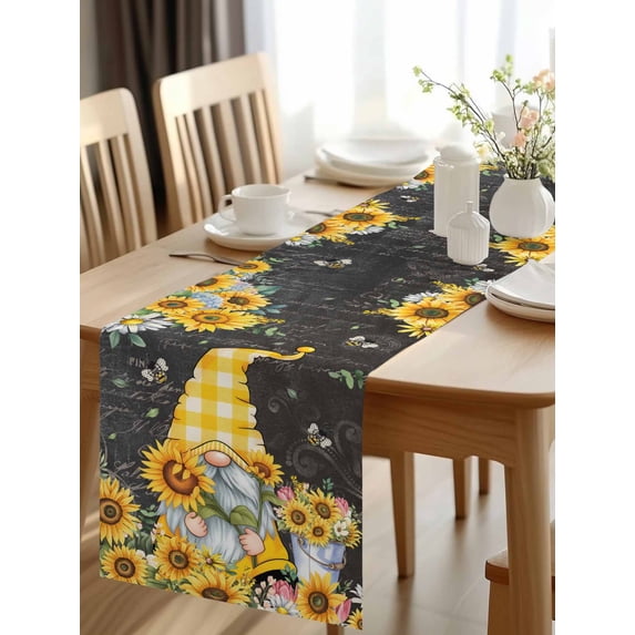 Burlap Table Runner 48 Inches Long, Yellow Sunflower Dwarf on ...