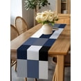 Burlap Table Runner 60 Inches Long, Abstract Blue Grey White Black ...