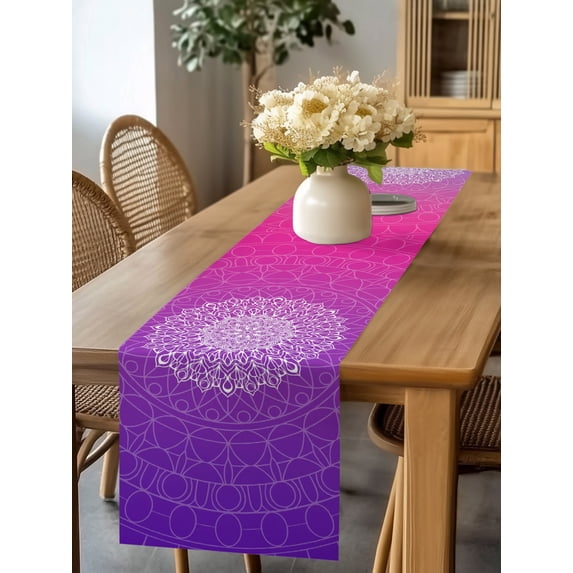 Burlap Table Runner 60 Inches Long, Abstract Bohemian Floral Non-Slip ...