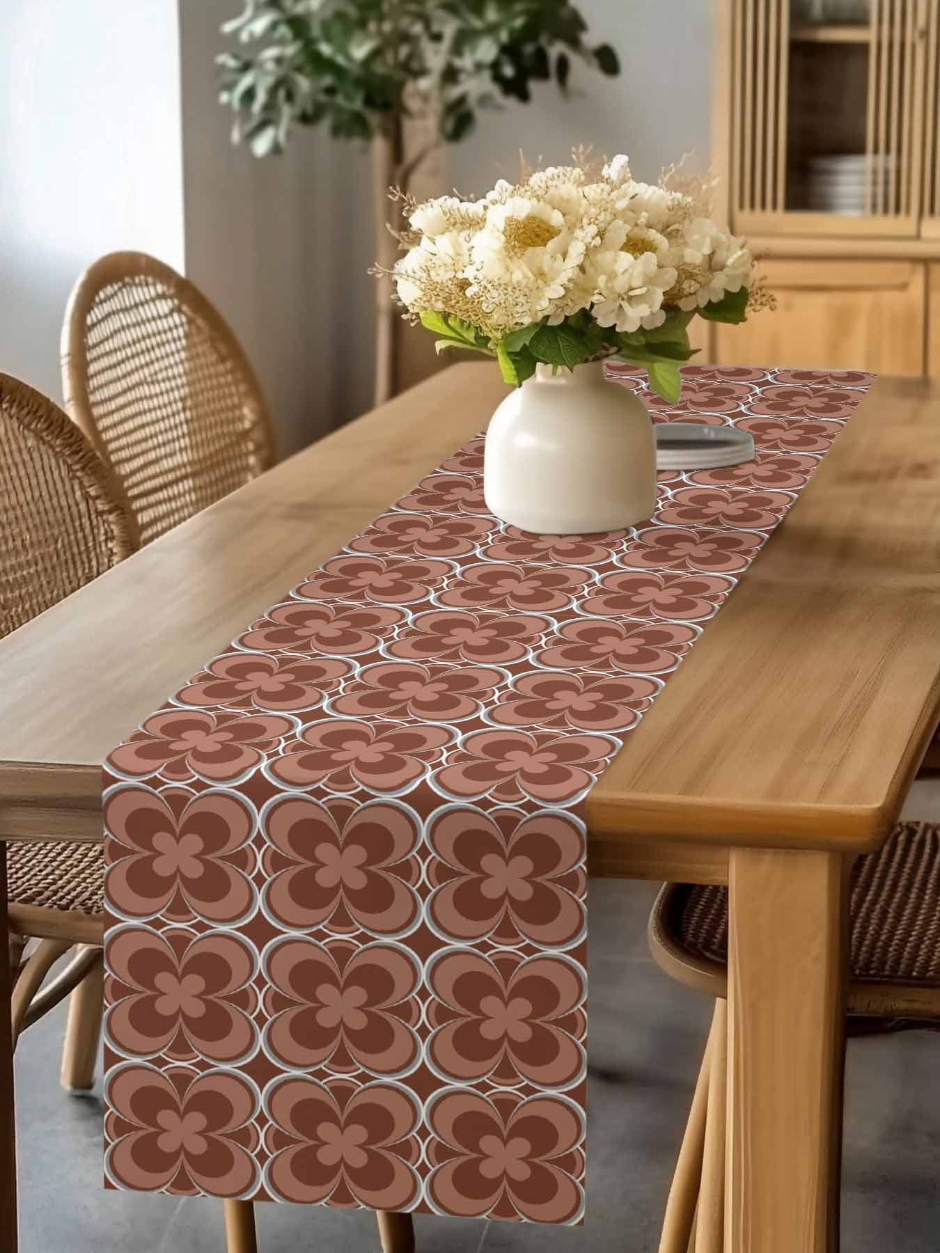 Burlap Table Runner 60 Inches Long, Abstract Flower Texture Non-Slip ...