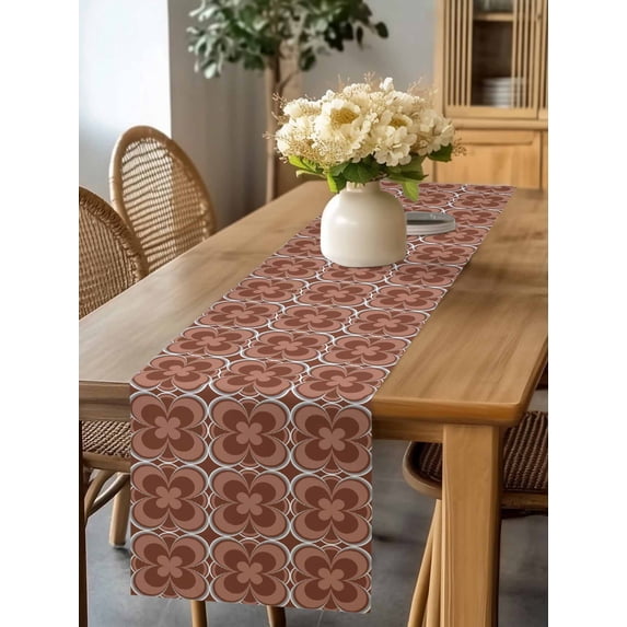 Burlap Table Runner 60 Inches Long, Abstract Flower Texture Non-Slip ...