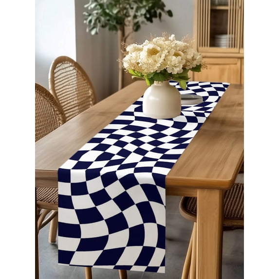 Burlap Table Runner 60 Inches Long, Abstract Illusion Aesthetic Grid ...