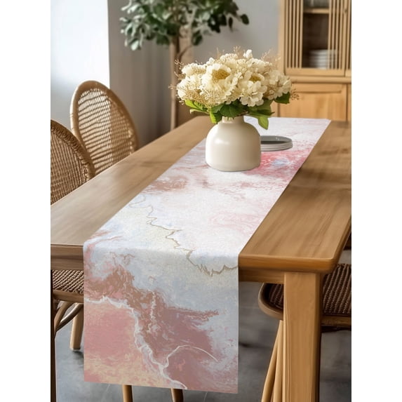 Burlap Table Runner 60 Inches Long, Abstract Marble Stone Texture Non ...