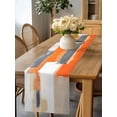 Burlap Table Runner 60 Inches Long, Abstract Orange Gray Square Non ...