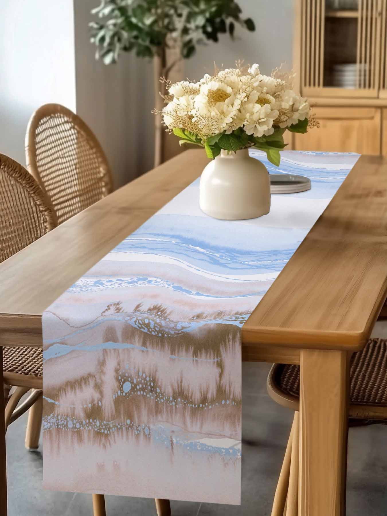 Burlap Table Runner 60 Inches Long, Abstract Transparent Fluid Non-Slip ...