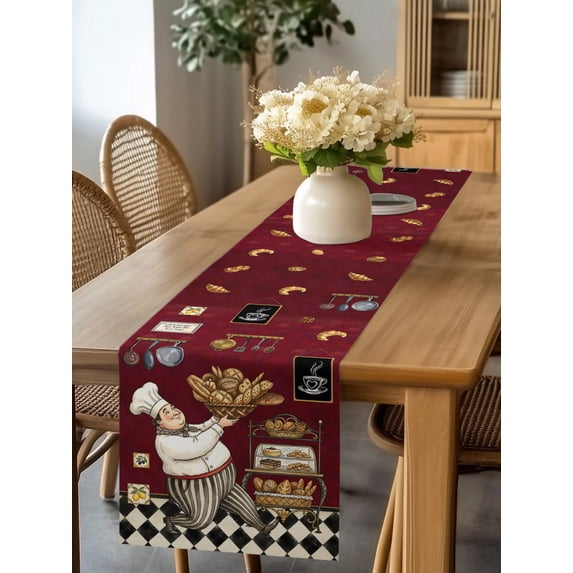 Burlap Table Runner 60 Inches Long, Baking Chef Kitchen Art Non-Slip ...