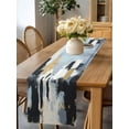 Burlap Table Runner 60 Inches Long, Black Blue Yellow Color Block Non ...