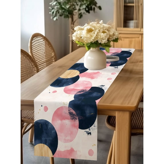 Burlap Table Runner 60 Inches Long, Bohemian Minimalist Color Block Non ...