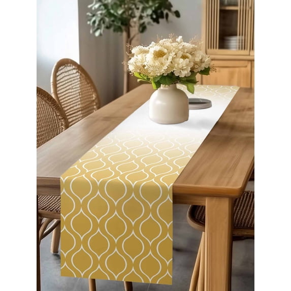 Burlap Table Runner 60 Inches Long, Burnt Orange Gradient White Lattice ...