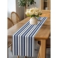 Burlap Table Runner 60 Inches Long, Coastal Navy Blue Geometric Line ...