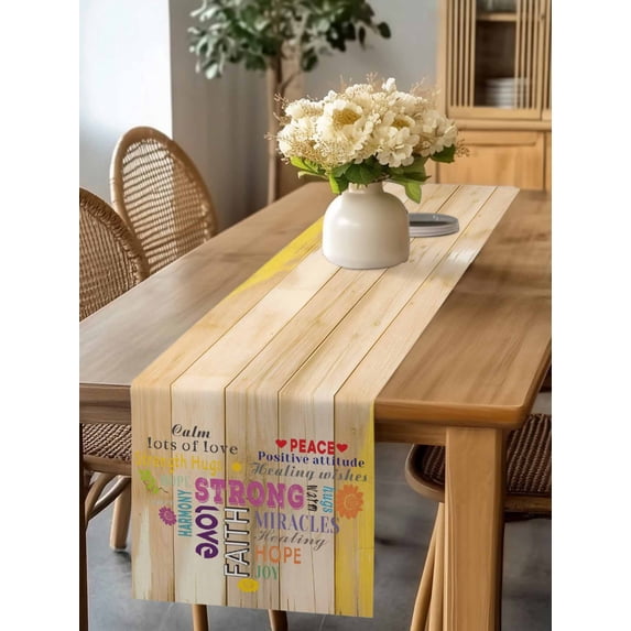 Burlap Table Runner 60 Inches Long, Colorful Inspiration Quotes Love ...