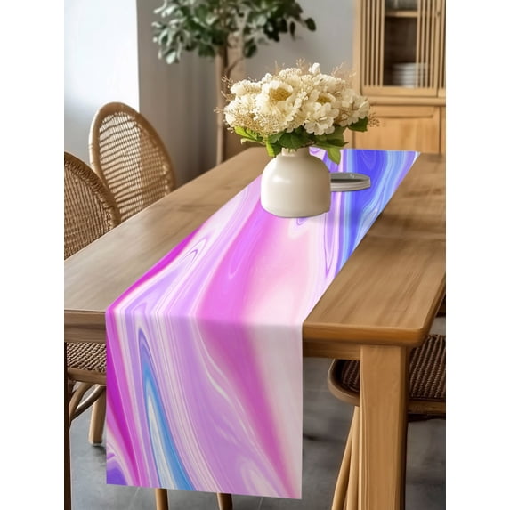 Burlap Table Runner 60 Inches Long, Colorful Rainbow Wave Stripe Color ...