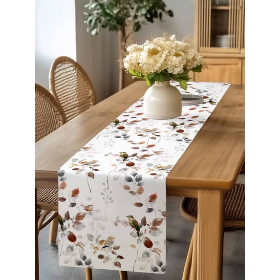 Burlap Table Runner 60 Inches Long, Fall Leaves Orange Gray Ombre Non ...