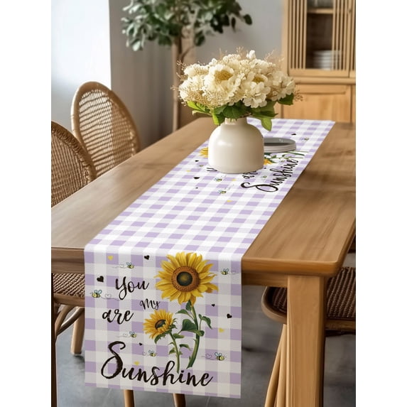 Burlap Table Runner 60 Inches Long, Farmhouse Sunflower Bee Non-Slip ...