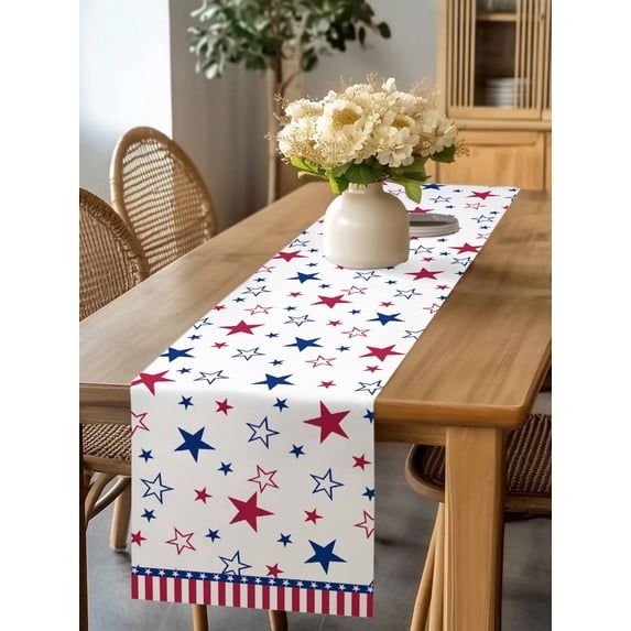 Burlap Table Runner 60 Inches Long, Independence Day Red Stars and ...