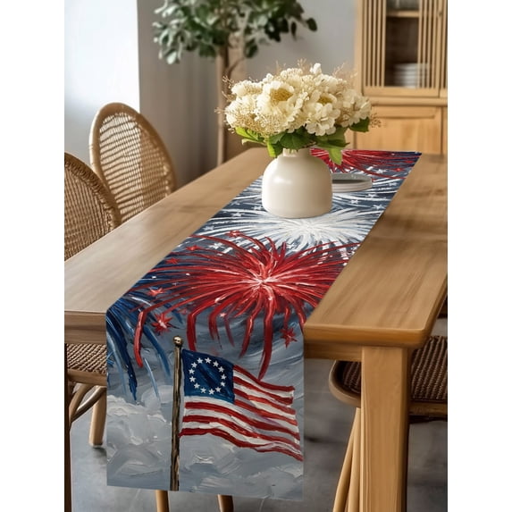 Burlap Table Runner 60 Inches Long, Independence Day USA Flag Non-Slip ...