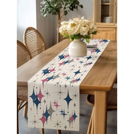 Burlap Table Runner 60 Inches Long, Medieval Geometric Rhombus Non-Slip ...