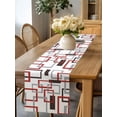 Burlap Table Runner 60 Inches Long, Mid-Century Geometric Art Non-Slip ...