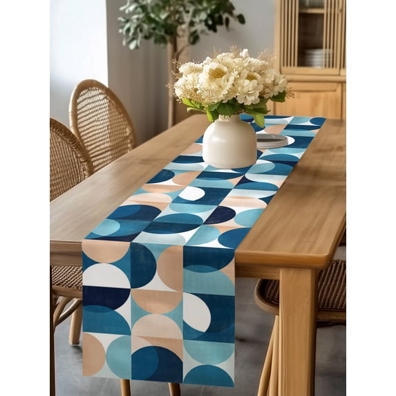 Burlap Table Runner 60 Inches Long, Mid Century Nordic Abstract ...