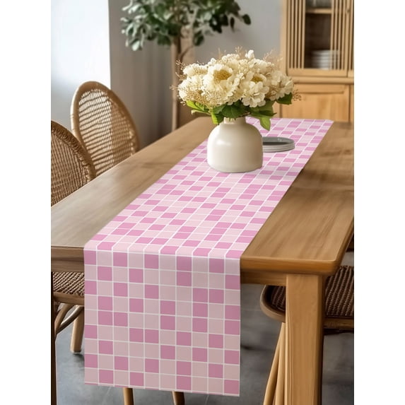 Burlap Table Runner 60 Inches Long, Modern Geometric Square Lattice Non ...