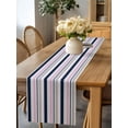 Burlap Table Runner 60 Inches Long, Navy Blue Gray Pnik Stripes Line ...