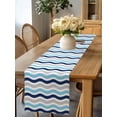 Burlap Table Runner 60 Inches Long, Navy Blue Gray Water Ripple Non ...