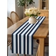 Burlap Table Runner 60 Inches Long, Navy Blue Light Blue Striped Art ...