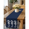 Burlap Table Runner 60 Inches Long, Ocean Life Seahorse Navy Blue Non ...