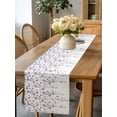 Burlap Table Runner 60 Inches Long, Pastoral Purple and Grey Flowers ...
