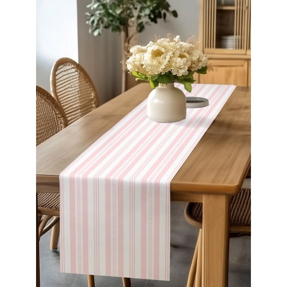 Burlap Table Runner 60 Inches Long, Pink Stripe Geometric Minimalist ...
