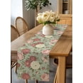 Burlap Table Runner 60 Inches Long, Retro Pink Red White Flowers Non ...