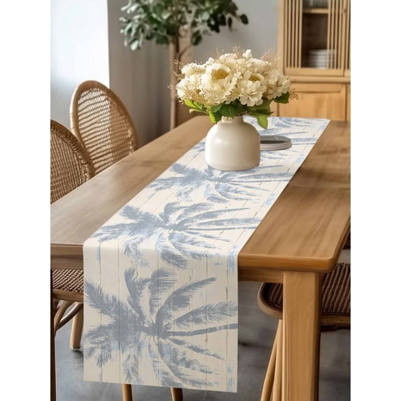 Burlap Table Runner 60 Inches Long, Retro Tropical Coconut Trees Non ...