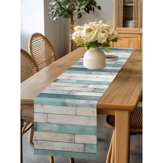 Burlap Table Runner 60 Inches Long, Retro Wood Background Non-Slip ...