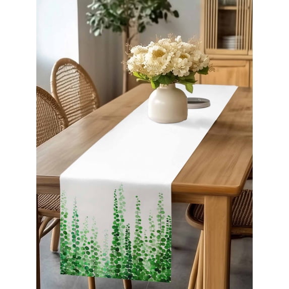 Burlap Table Runner 60 Inches Long, Sage Green Foliage Summer Non-Slip ...